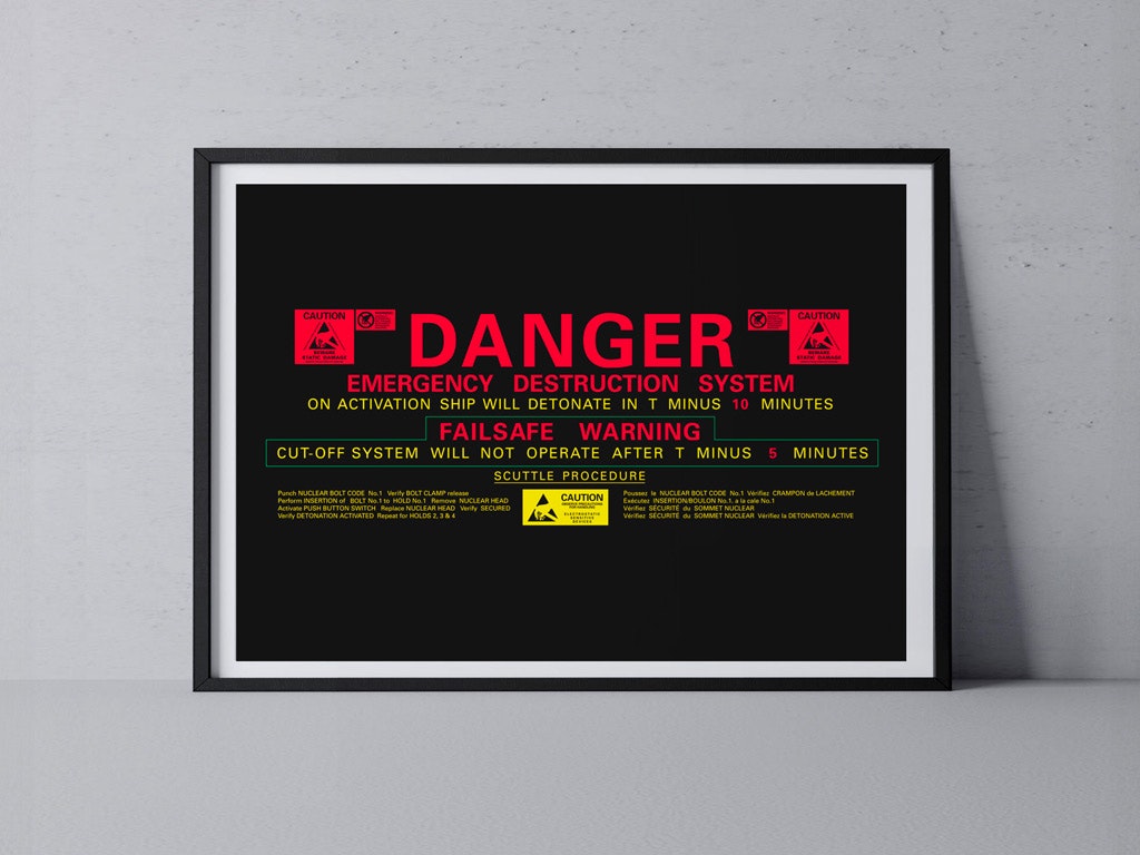NOSTROMO SELF DESTRUCT WARNING - A4 PRINT | Last Exit to Nowhere